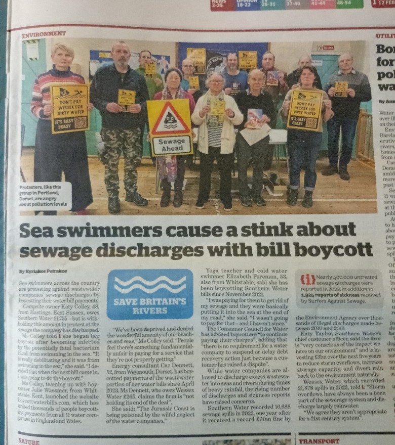 Three features in the “i” newspaper as our Boycott Water Bills movement ...