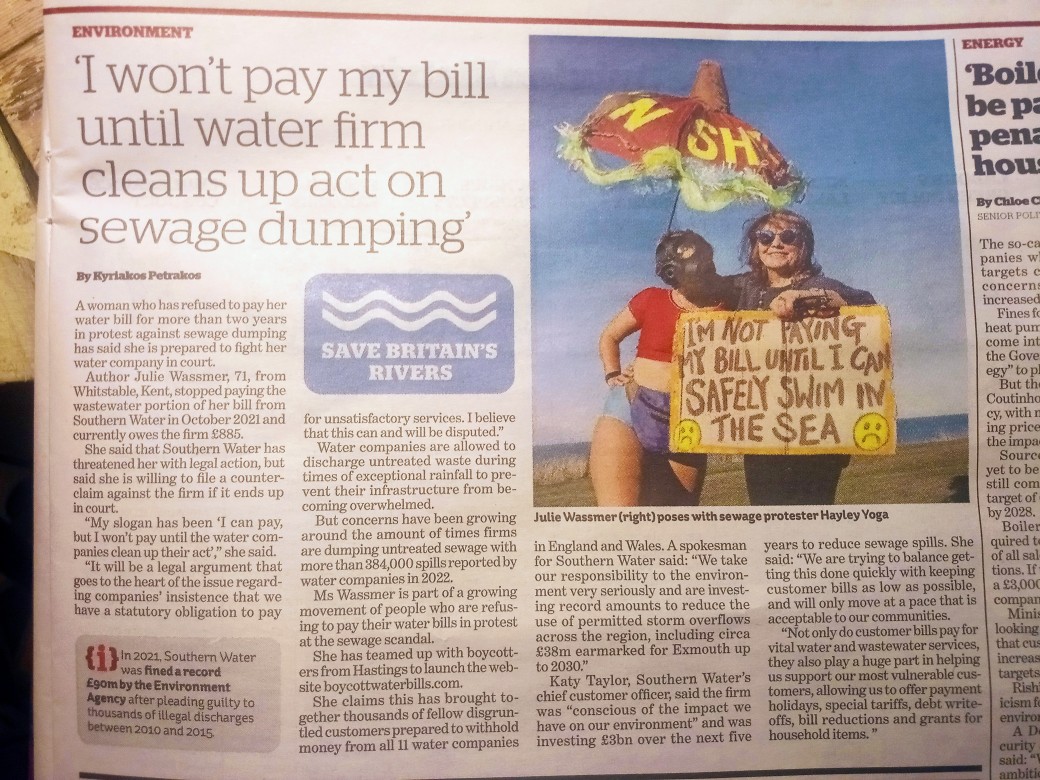 Three features in the “i” newspaper as our Boycott Water Bills movement ...
